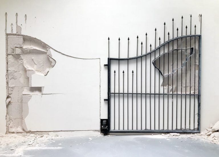 shilpa gupta's metal gate continuously swings back and forth breaking ...