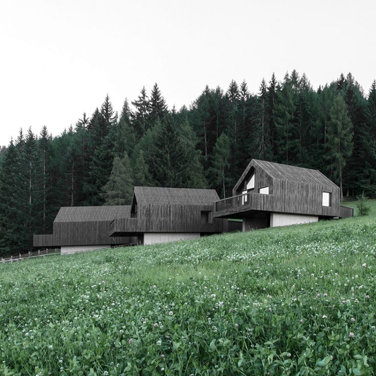 bergmeisterwolf elevates three 'forest houses' at the foot of an ...