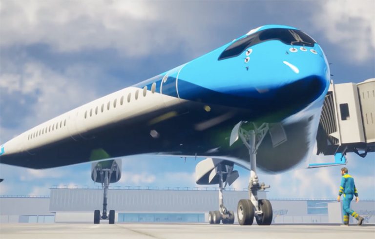 the two-pronged 'flying-V' airplane is KLM and TU delft's vision for ...