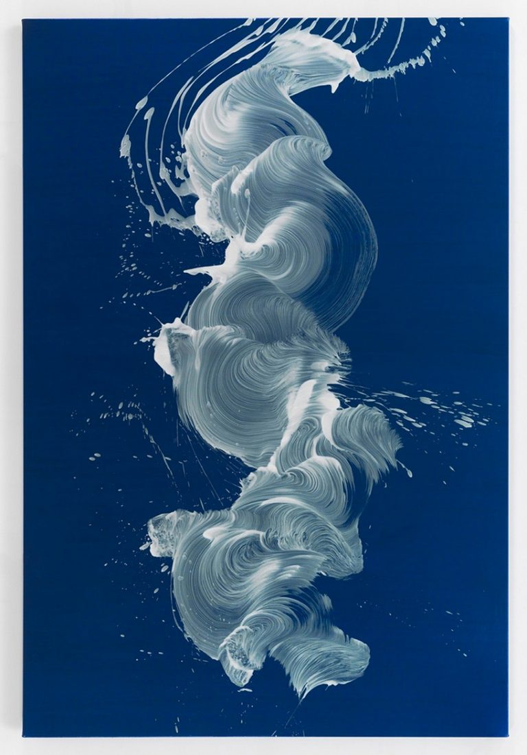james nares suspends himself over the canvas to create his large-scale ...