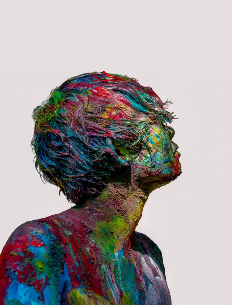 shintaku kanako creates paint-saturated nude self-portraits