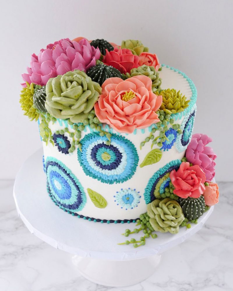 cake artist leslie vigil mimics embroidery with series of 'stitched' bakes