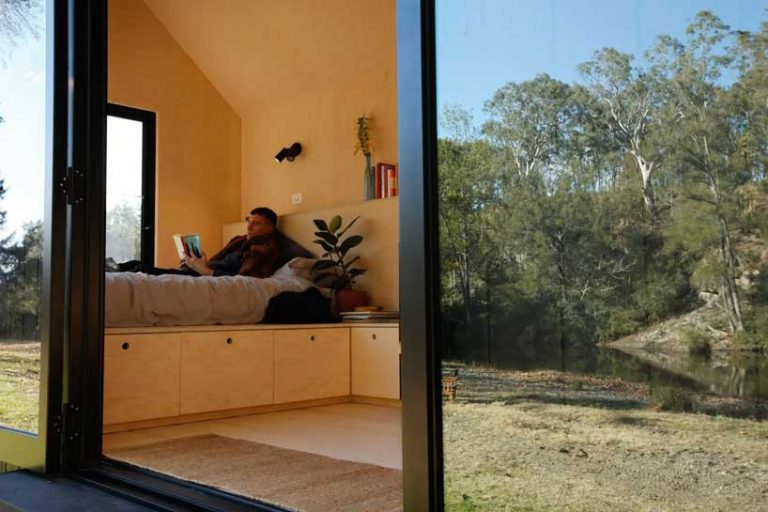 fresh prince designs tiny off-grid cabin for sustainable summer getaways