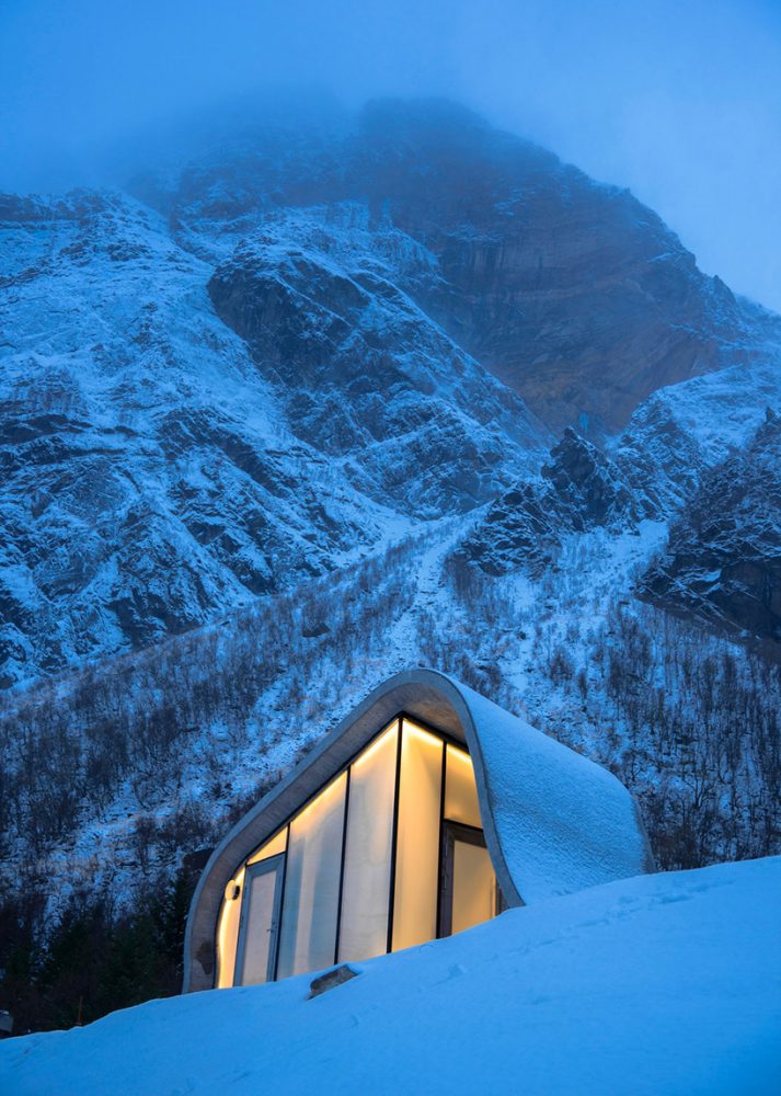 HZA's public toilets in norway feature a concrete ceiling that waves up ...