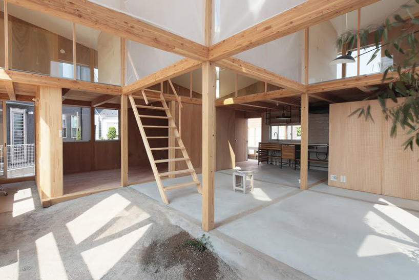 ikimono architects divides areas of this japanese house using a wooden grid