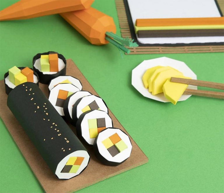 ji hee lee crafts mouth-watering meals out of colorful pieces of paper