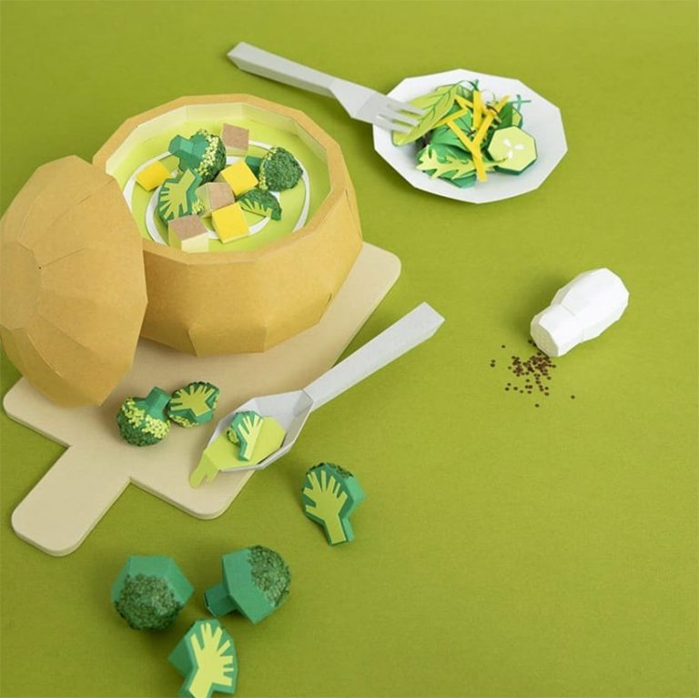 ji hee lee crafts mouth-watering meals out of colorful pieces of paper