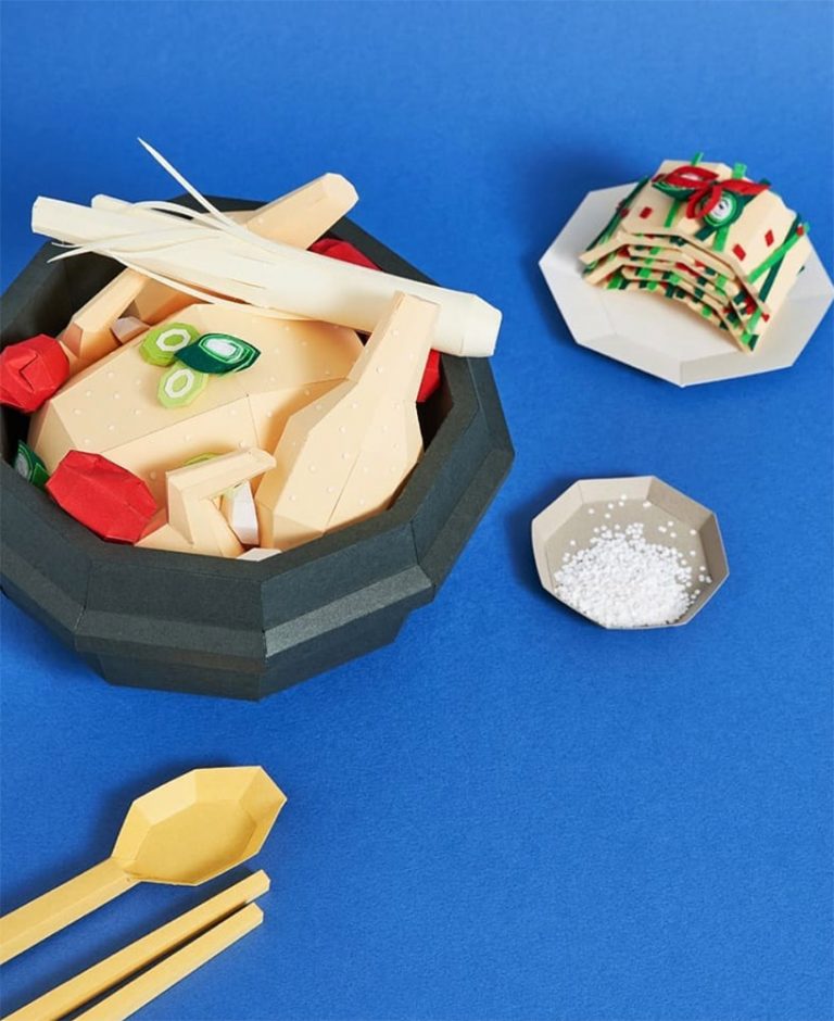 ji hee lee crafts mouth-watering meals out of colorful pieces of paper