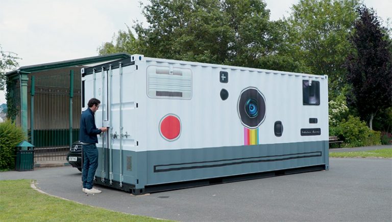 photographer metamorphoses shipping container into working camera