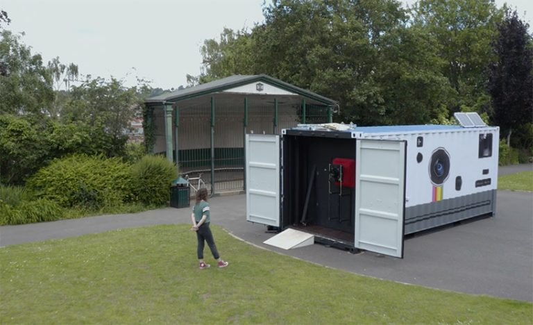 photographer metamorphoses shipping container into working camera