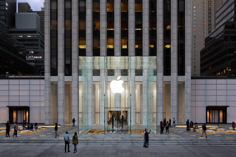 apple's famous 'cube' store re-opens on new york's fifth avenue