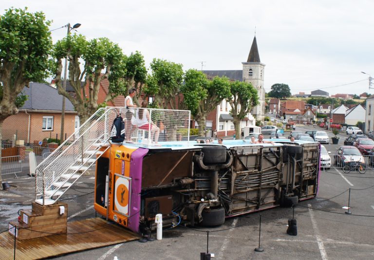 benedetto bufalino turns tipped over bus into public swimming pool