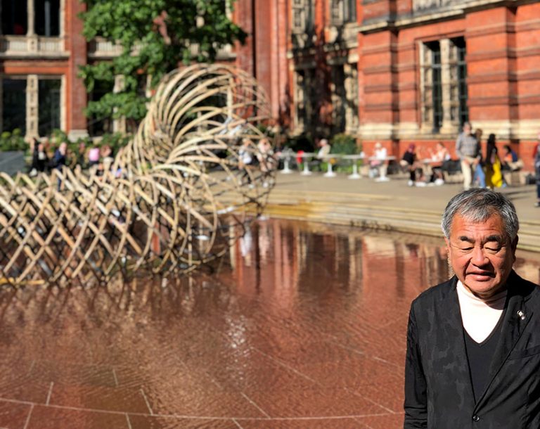 kengo kuma weaves bamboo ring at london design festival 2019