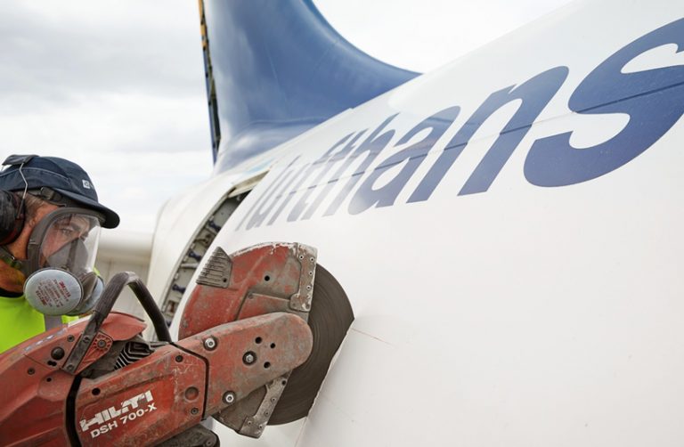 lufthansa upcycles scrap airplane parts to create furniture collection