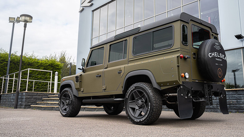 chelsea truck co. unveils 'muscular' adaptation of land rover defender 110