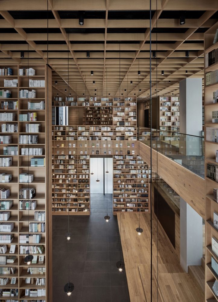 beijing fenghemuchen space design builds yue library as wooden forest ...
