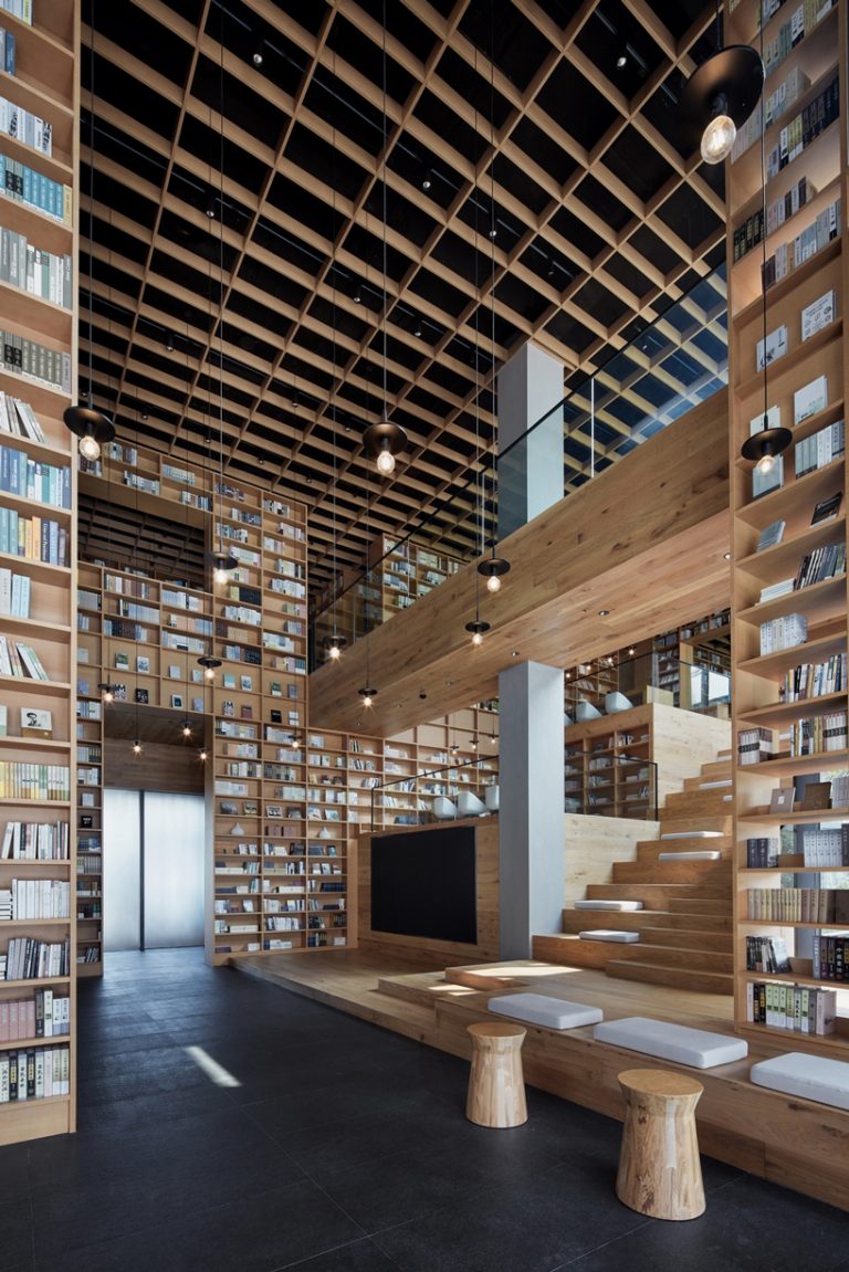 beijing fenghemuchen space design builds yue library as wooden forest ...