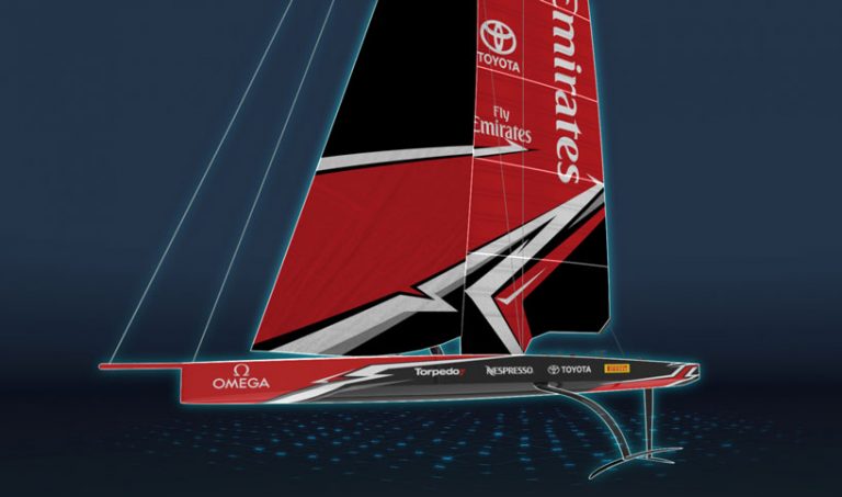 prada debuts new luna rossa AC75 boat monohull with 2 carbon-fiber arms