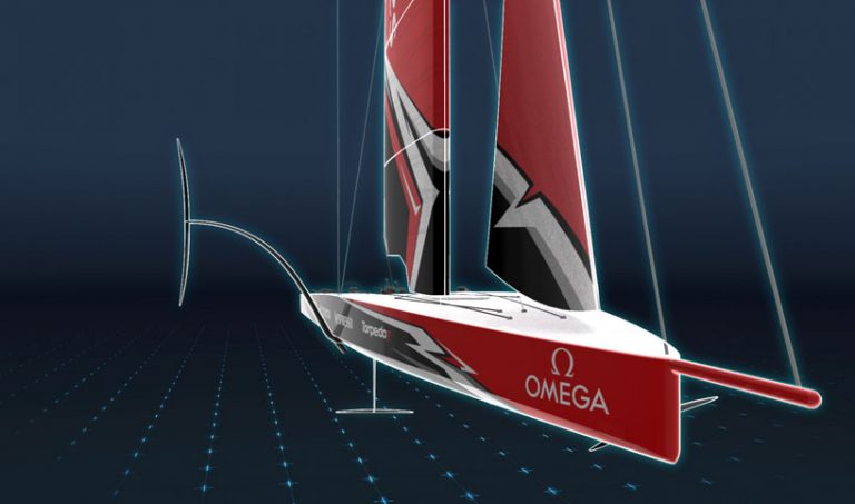 prada debuts new luna rossa AC75 boat monohull with 2 carbon-fiber arms