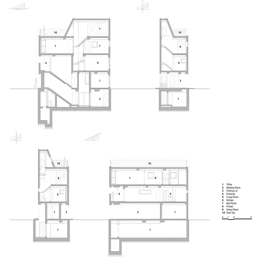 architects H2L builds concrete slit house on a triangular lot in south ...