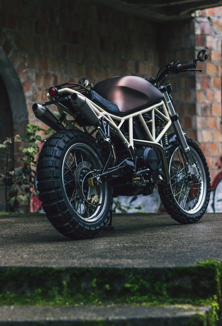 webbed subframe shapes the custom ducati 750SS by LL motorcycles