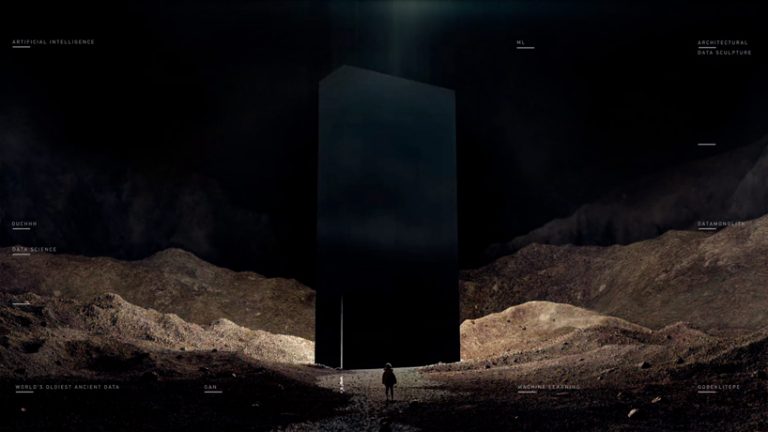 ouchhh unveils AI MONOLITH sculpture using the world’s oldest data