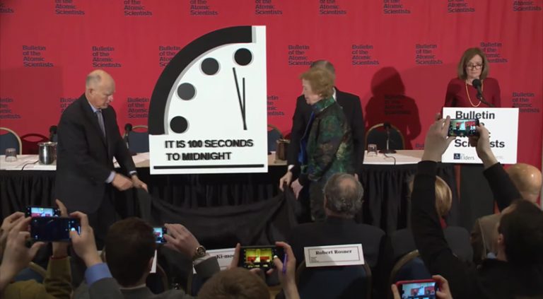 doomsday clock says the end of the world is just 100 seconds away