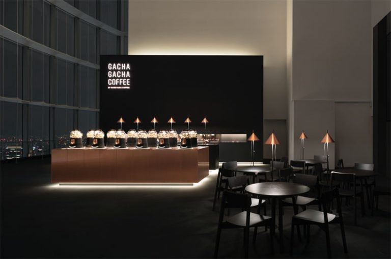 nendo designs an almost fully-automated cafe called gacha gacha coffee