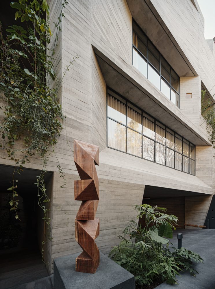dwelling by studio rick joy echoes carved sculpture in polanco, mexico city