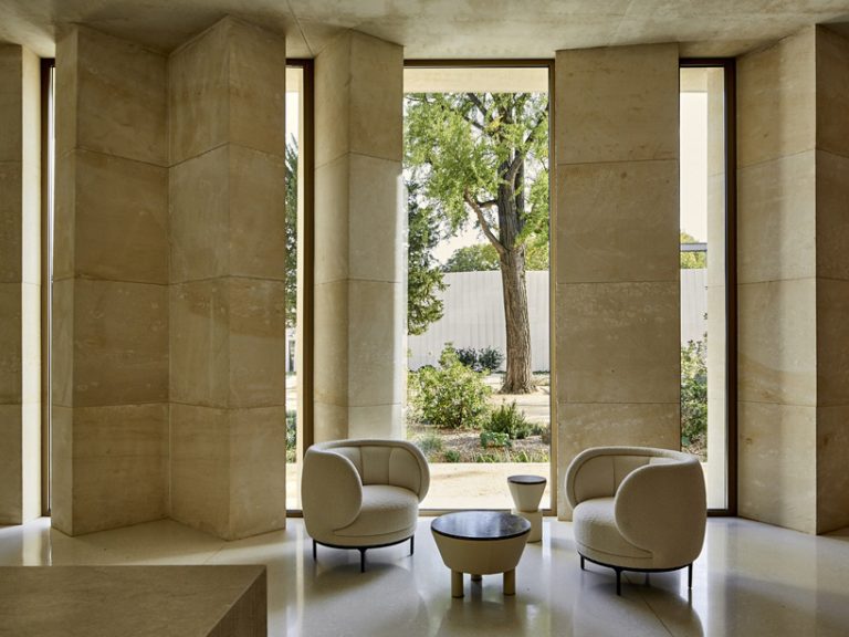 carl fredrik svenstedt adds cellar clad in curving solid stone to delas ...