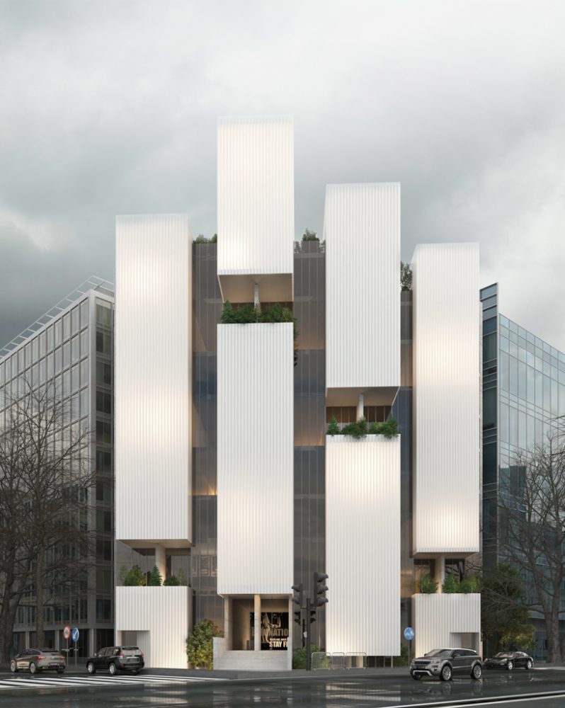 floating volumes define aroc studio's sports and entertainment complex