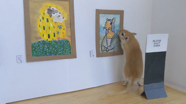 this tiny gerbil museum showcases famous rodent artworks from da vinci ...