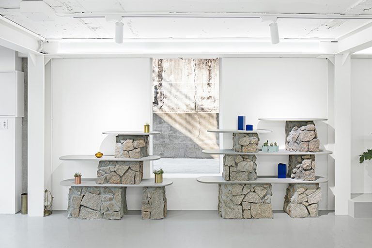 jeonghwa seo echoes the landscape of a rock quarry with bloom & co.