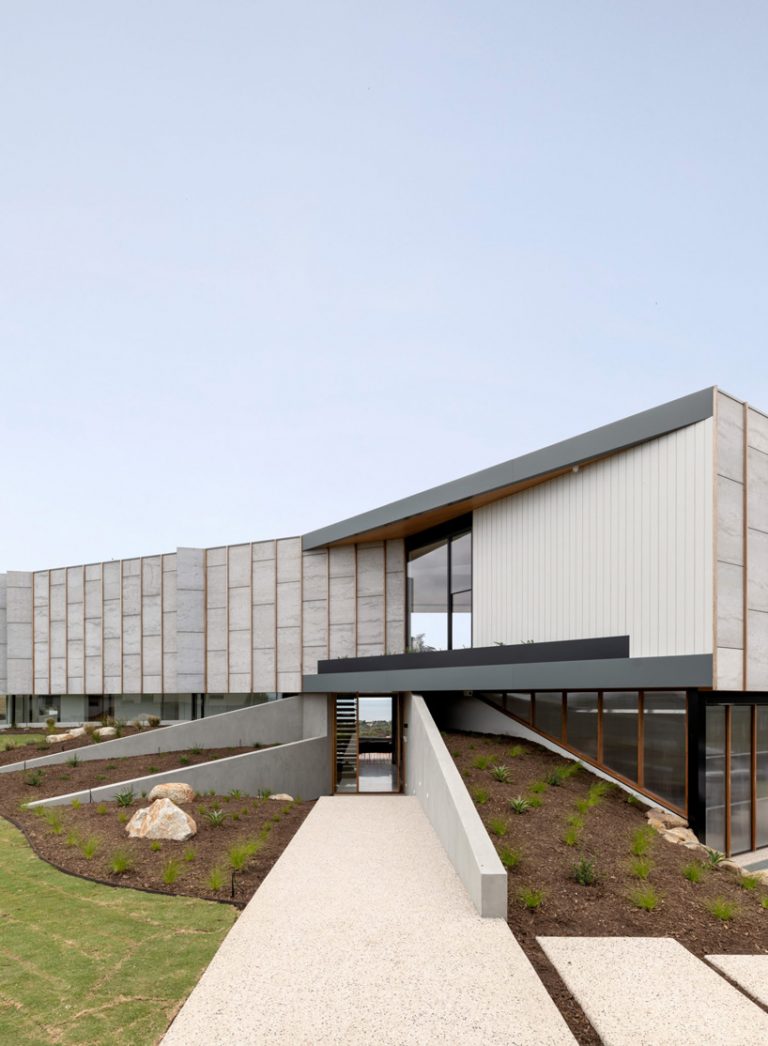 megowan architectural builds three angle house in mount martha, australia