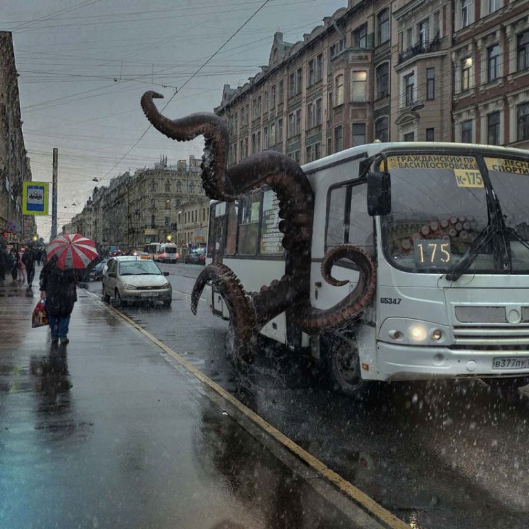 supersized animals take over the city in images by vadim solovyov