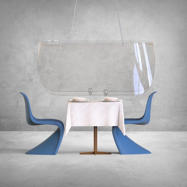 christophe gernigon's hanging shields imagine future of restaurant dining