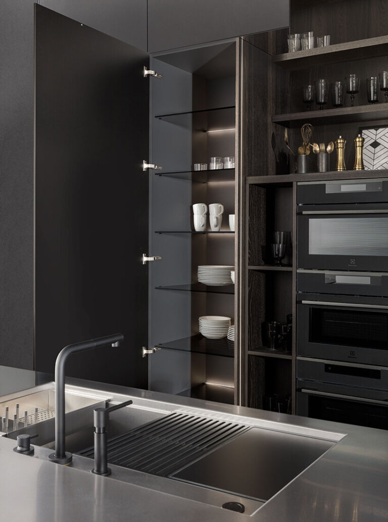 monolithic kitchen island adorns 'invisible' doimo cucine D12 doors