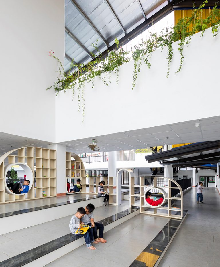 colorful 'da hop school' by 1+1>2 architects echoes mountains of vietnam