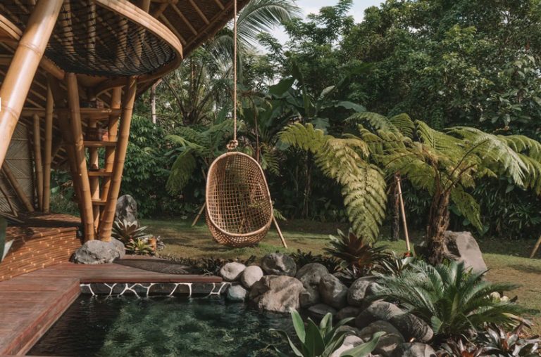 studio WNA builds all-bamboo 'hideout horizon' glamping house in bali