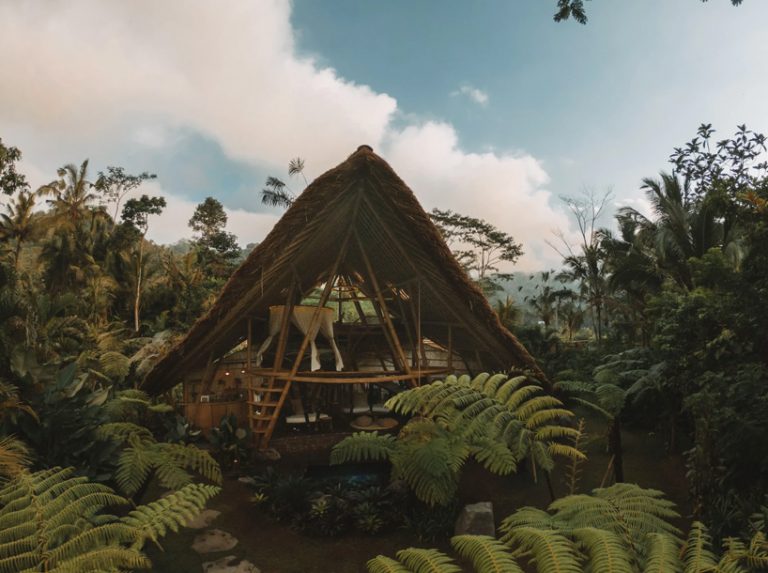 studio WNA builds all-bamboo 'hideout horizon' glamping house in bali