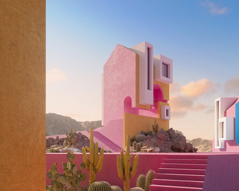 a chaotic cluster of vibrant dwellings makes up the sonora art village