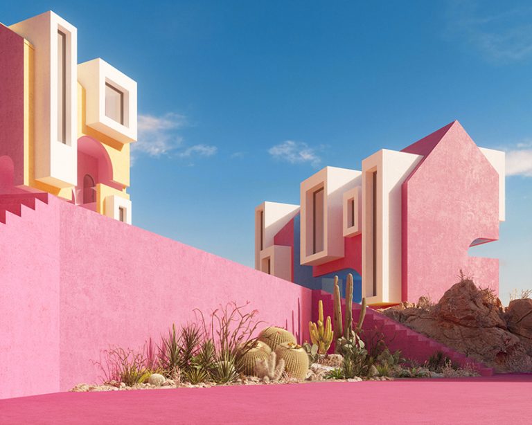 a chaotic cluster of vibrant dwellings makes up the sonora art village