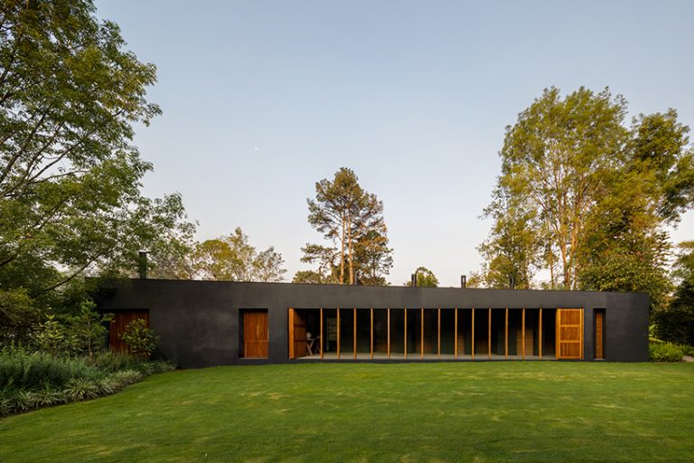PPAA designs 'las golondrinas' with matte black and timber geometries
