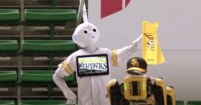 a japanese baseball team replaced fans with cheerleading robots