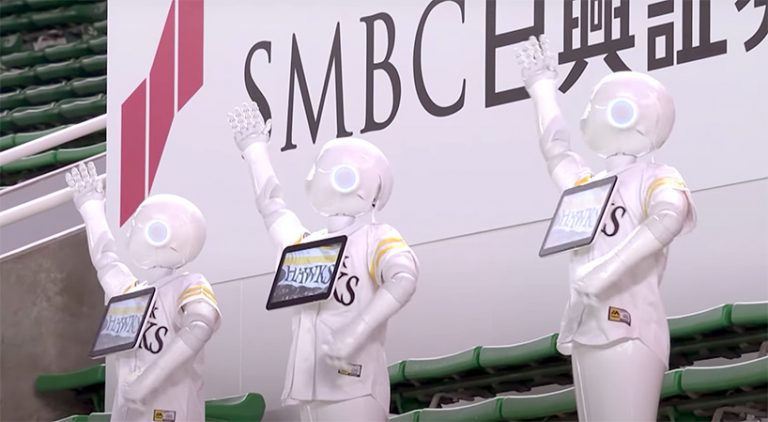 a japanese baseball team replaced fans with cheerleading robots