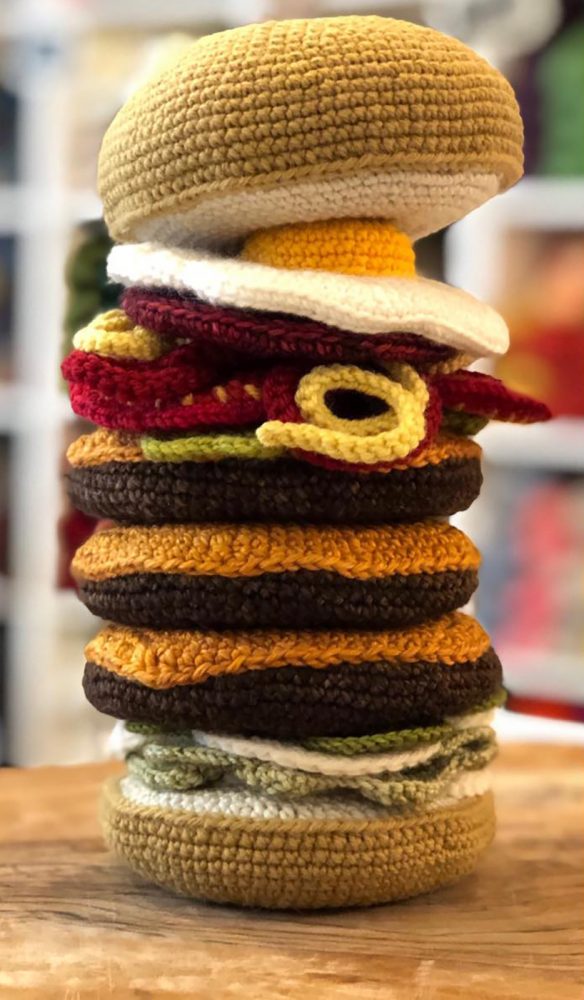 olives and bananas shop knits woolly crocheted burger with fixings