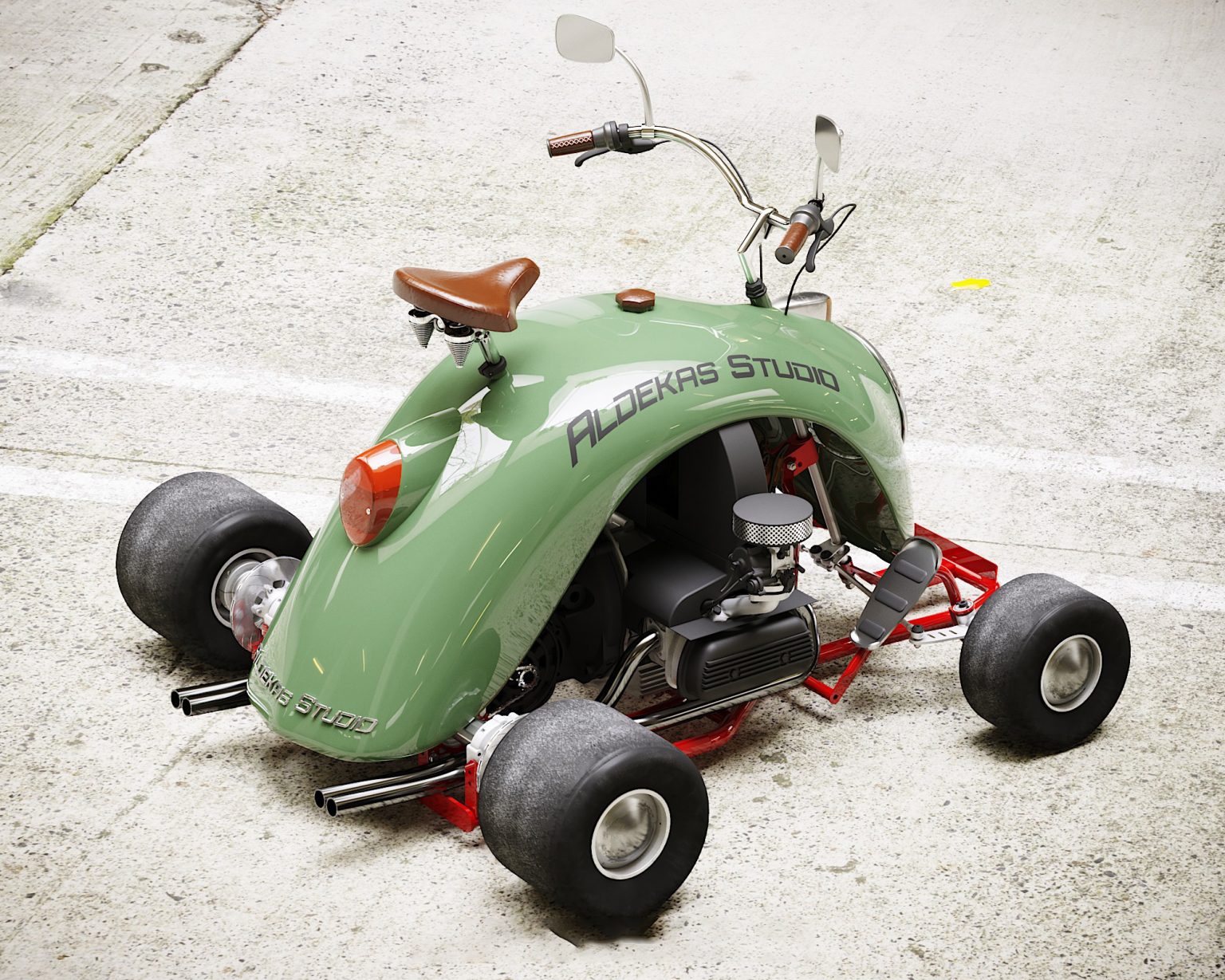 this kart by aldekas studio was made from an original volkswagen beetle