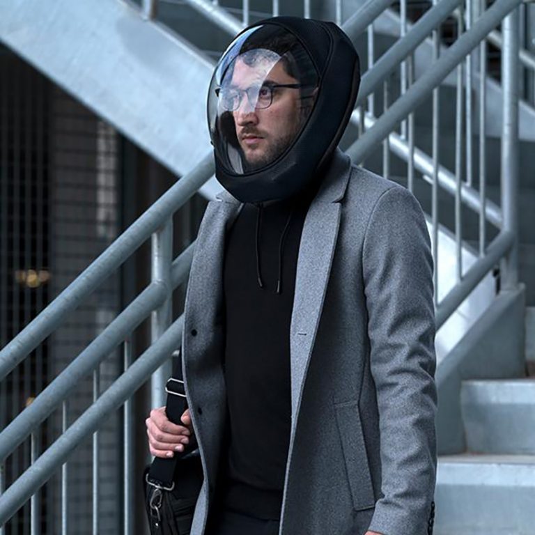 air by MicroClimate is a helmet equipped with HEPA filters and two high ...