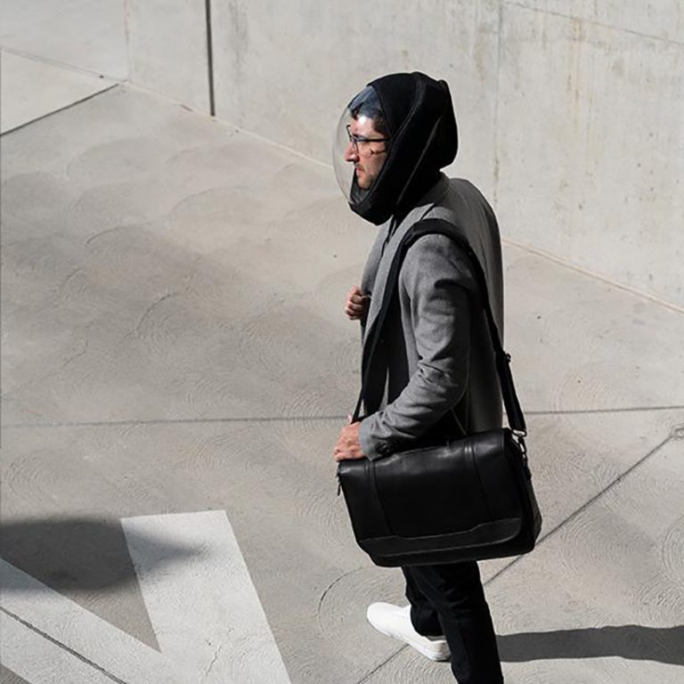 air by MicroClimate is a helmet equipped with HEPA filters and two high ...