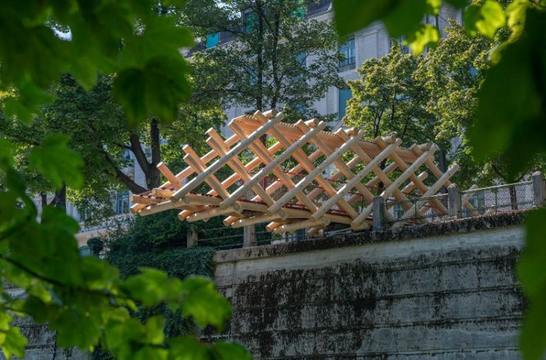 atelier bow-wow cantilevers 'bridge sprout' over the isar river